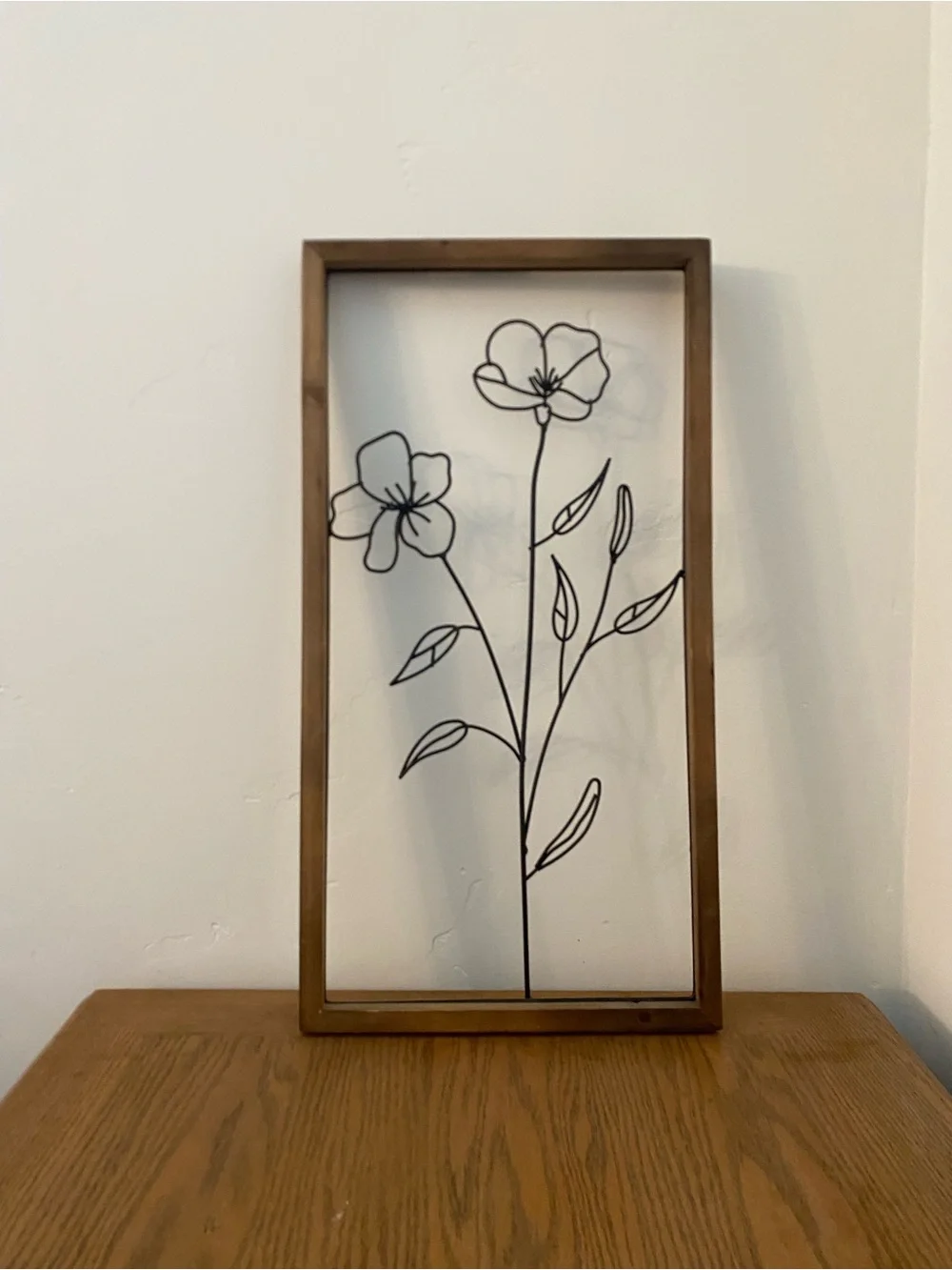 No Label | Wall Decor | Black Floral Wire Wall Art With Wood Frame ...